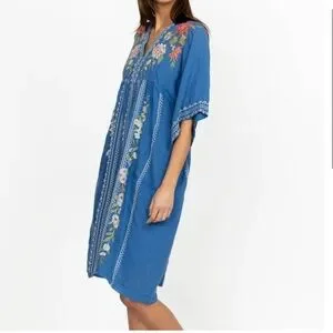 Johnny Was | Dresses | Johnny Was Nalina Kimono Blue Dress Floral ...